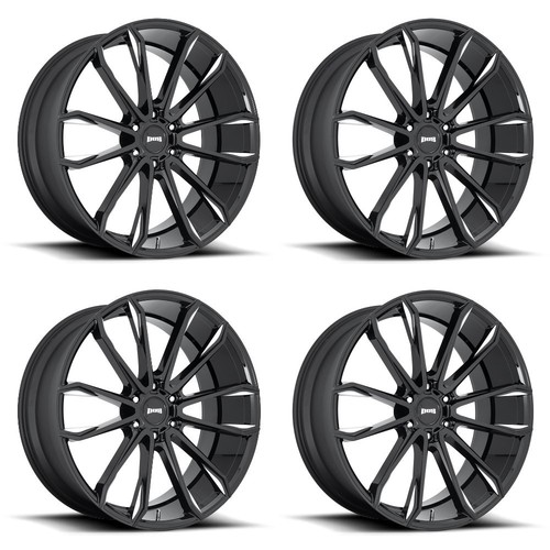 Set 4 DUB S252 Clout 24x10 6x5.5 Gloss Black Milled Wheels 24" 30mm ...