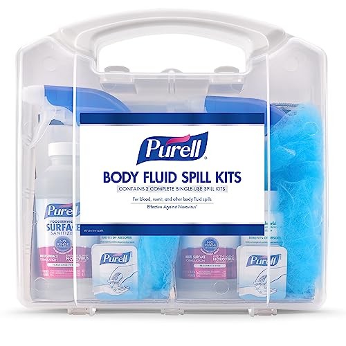 Body Fluid Spill Kit in Clam Shell Carrier, 2 Spill Kit Uses per ...