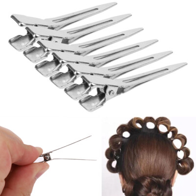 24x No Crease Metal Pin Curl Clips Hair Salon Ladies Silver Single ...