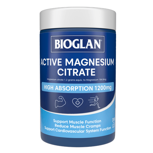 Bioglan Active Magnesium Citrate 200 Tablets High Absorption 1200mg for ...