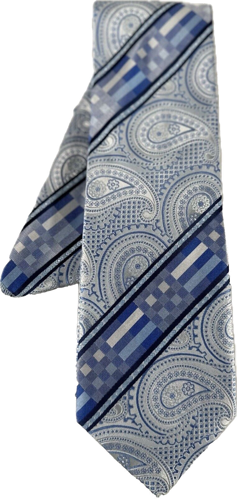 Fratello Men's Necktie & Hanky Powder Blue Royal Blue White Polyester 3 ...