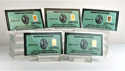 LOT 5 X 1 GRAIN .999 FINE 24K GOLD BULLION BARS "AMERICAN SUCCESS" - IN ...