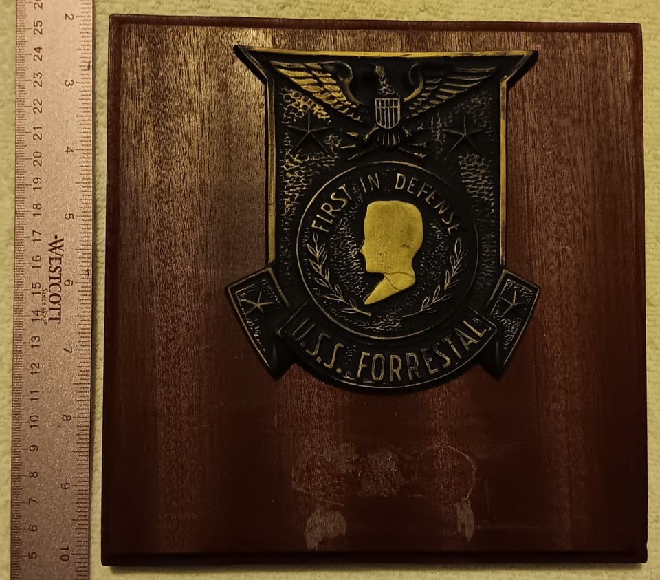 1 One VTG USS Forrestal First In Defense Aircraft Carrier US Wooden ...