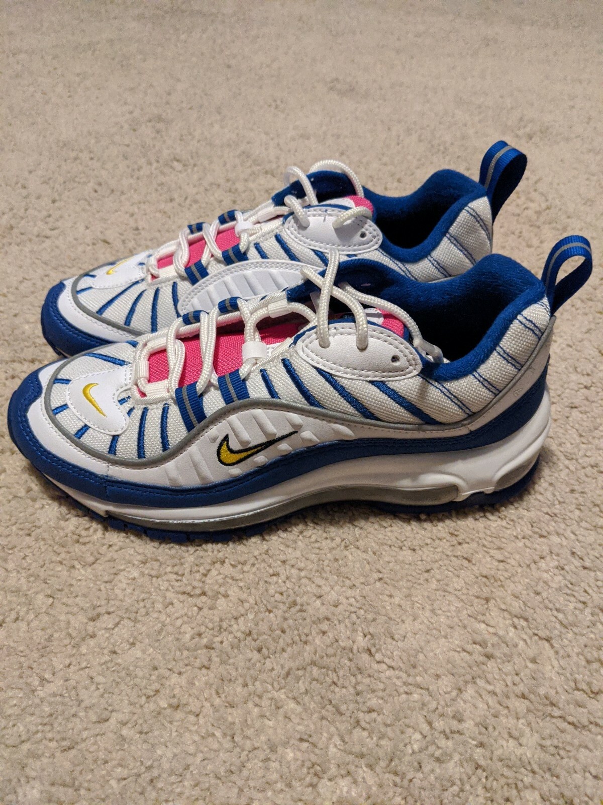 Nike Air Max 98 GS White Blue Pink BV4872-101 Size 5Y Women's 6.5 New ...
