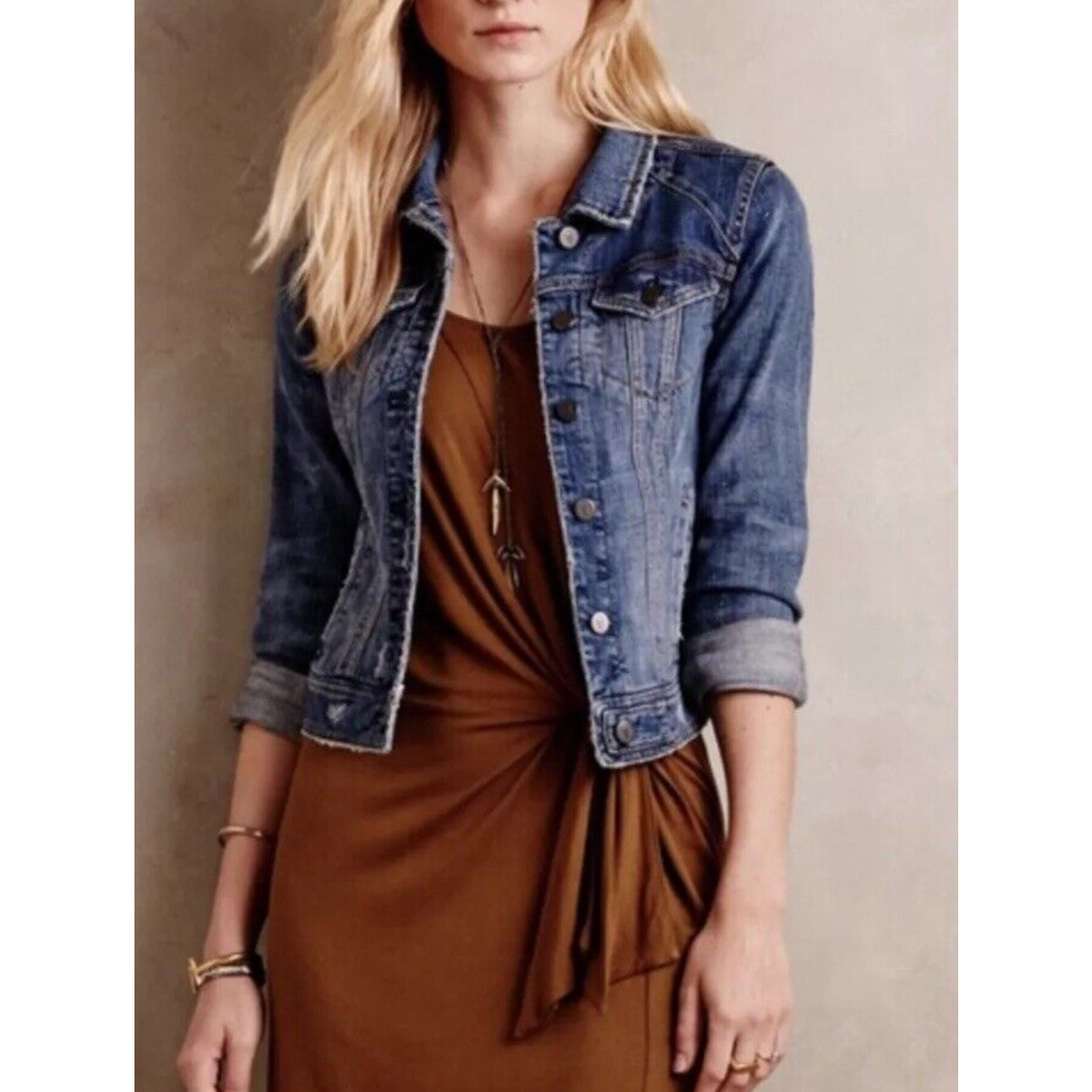 Anthropologie Denim Jacket Womens S Pilcro Letterpress Jean Western ...