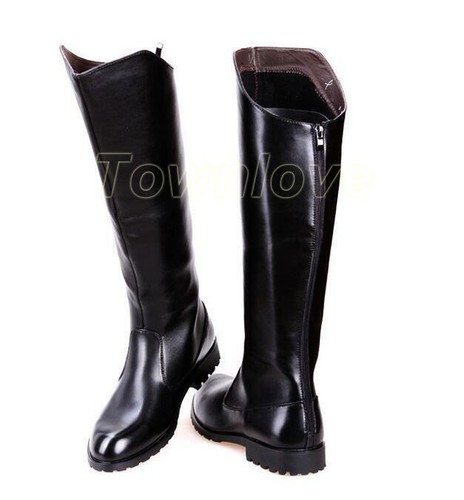 Mens Boots Knee High Back Zipper Leather Riding Combat Military Shoes ...