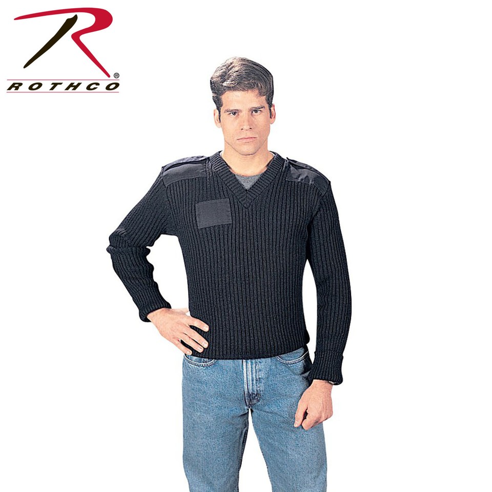 Wool V-Neck Sweater, Police Law Enforcement Security G.I Type Navy Blue ...