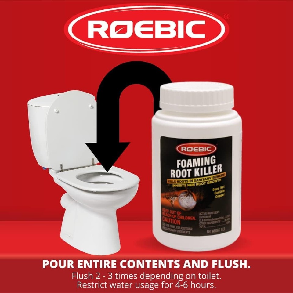 Roebic Tree Root Killer, Foaming Chemical Drain and Sewer Line Pipe ...