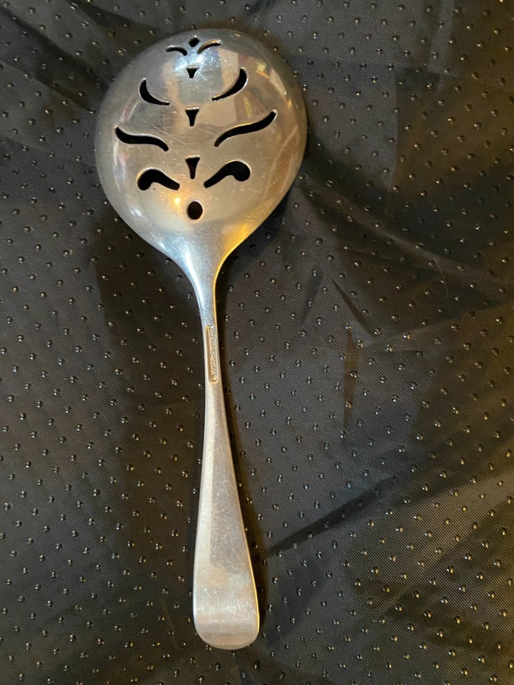 STIEFF ROSE Repousse STERLING SILVER 8” Pierced Pea Serving Spoon - No ...