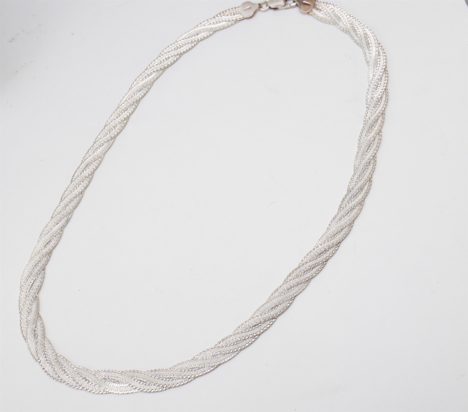 18" Textured Herringbone Braided Chain Sterling Silve… - Gem