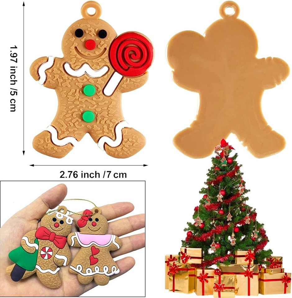 Gingerbread Man Cookie Peppermint Buttons Christmas Tree Ornament ...