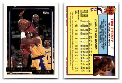 1992-93 Topps Gold Basketball #312 Tim Perry - Philadelphia 76ers | eBay