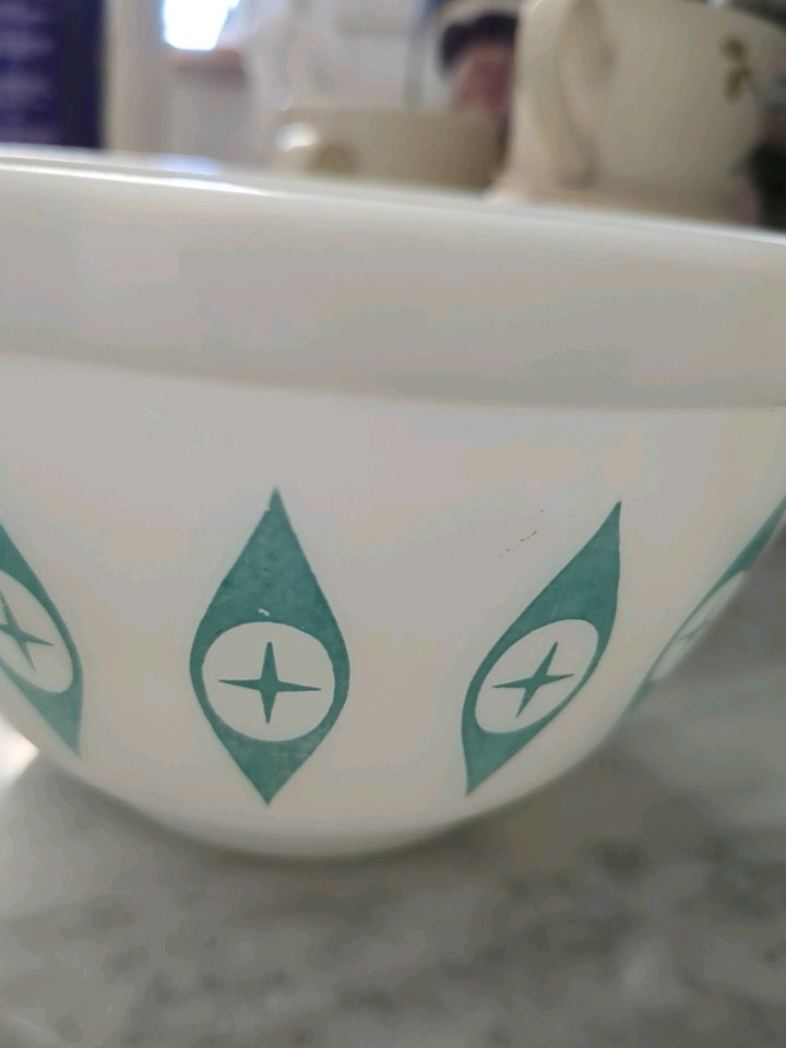 Atomic Eye Vintage Pyrex Mixing Dip Bowl Unmarked Blue White Small *See ...