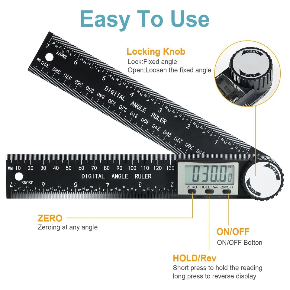 Third Generation Protractor Angle Finder, Digital Angle Ruler with ...