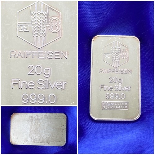 Lingot Argent Bank Raiffeisen Swiss 20 g Fine Silver Bar 999 Vintage ...