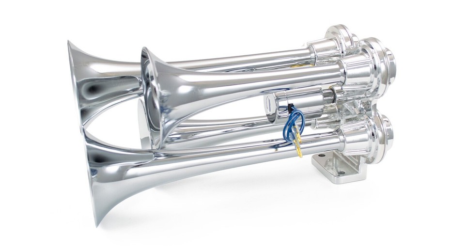 HornBlasters Caboose Chrome Loud Compact 4-Chime Air Horn - 12V | eBay