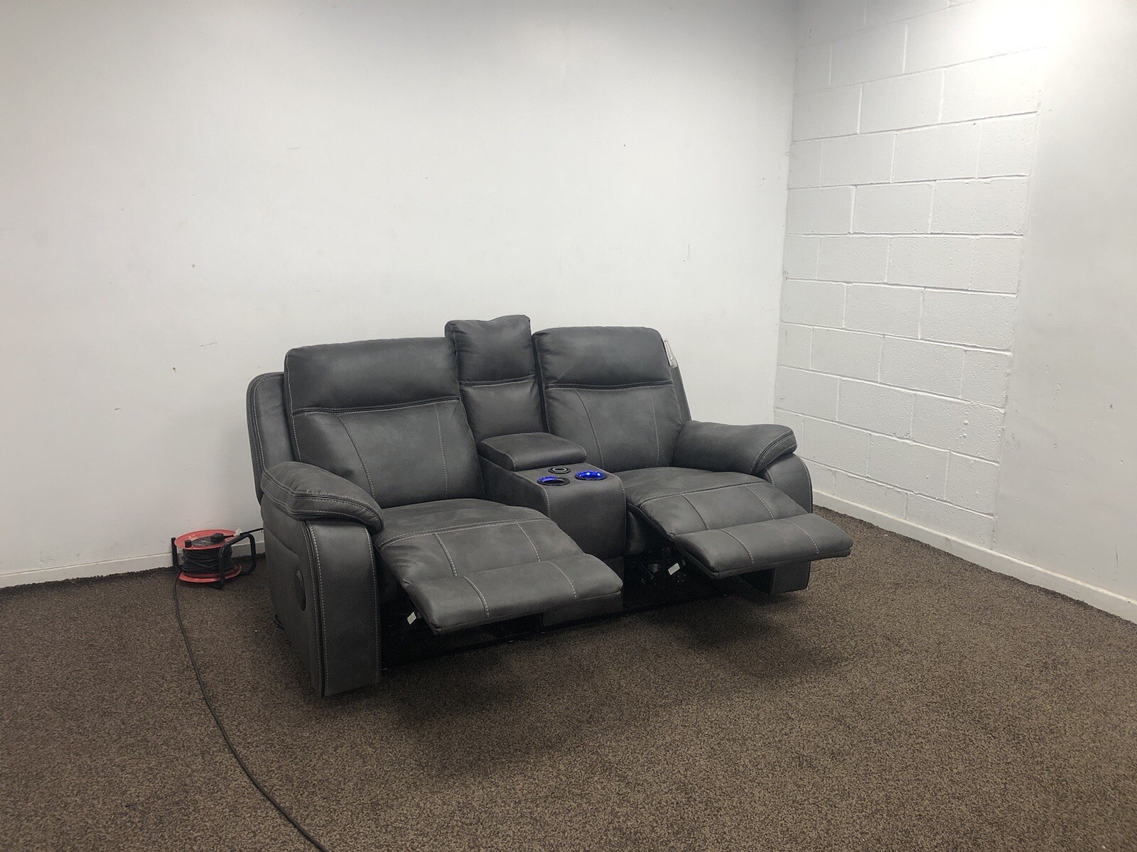 VINSON 2 SEATER SOFA ELECTRIC RECLINER/HEADREST USB BLUETOOTH FABRIC ...