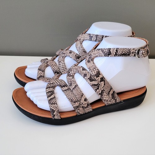 Fitflop Strata Gladiator Snake Print Leather Sandal A… - Gem