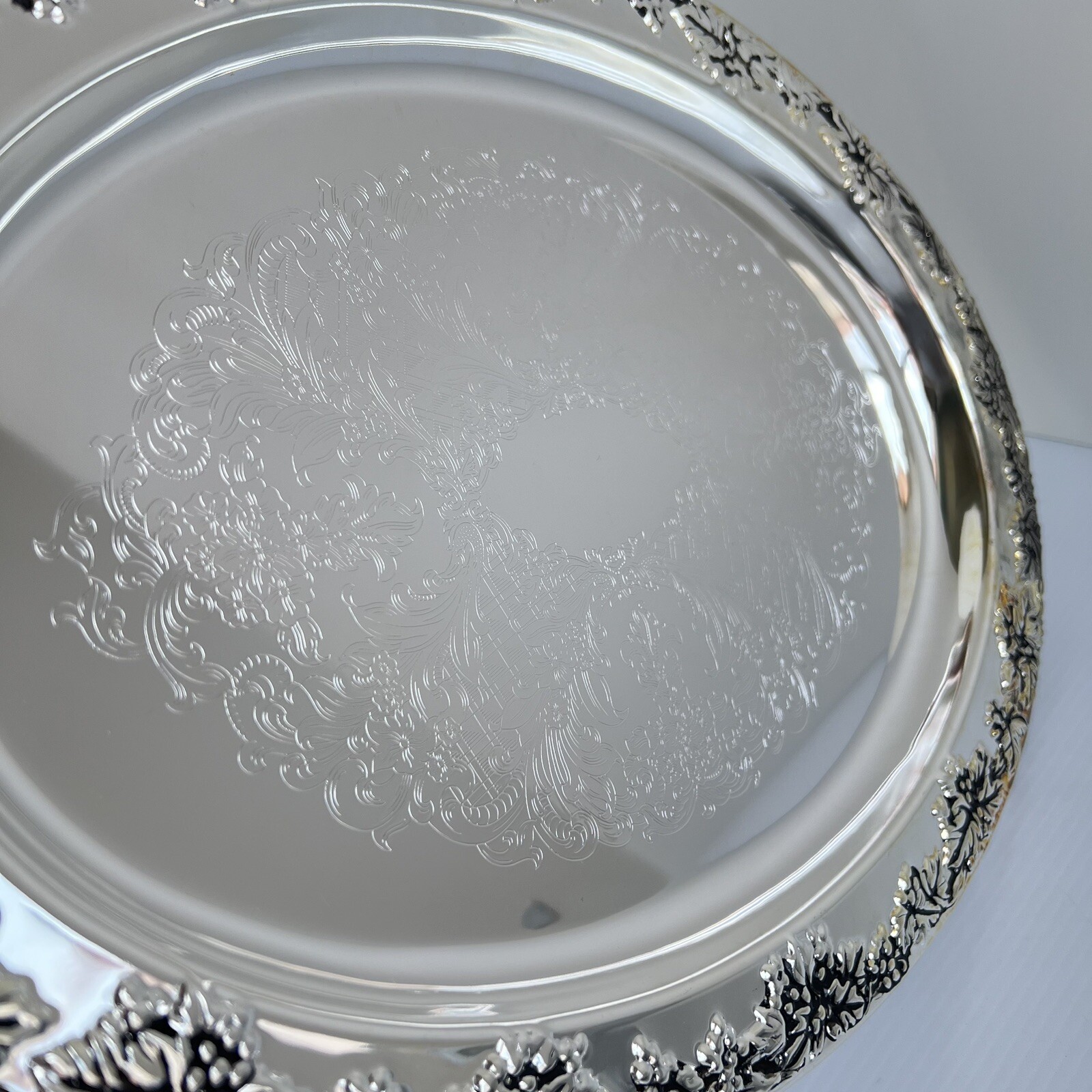 NIB Vintage Godinger Paul Revere Silver Plated Grape Design Tray Style ...