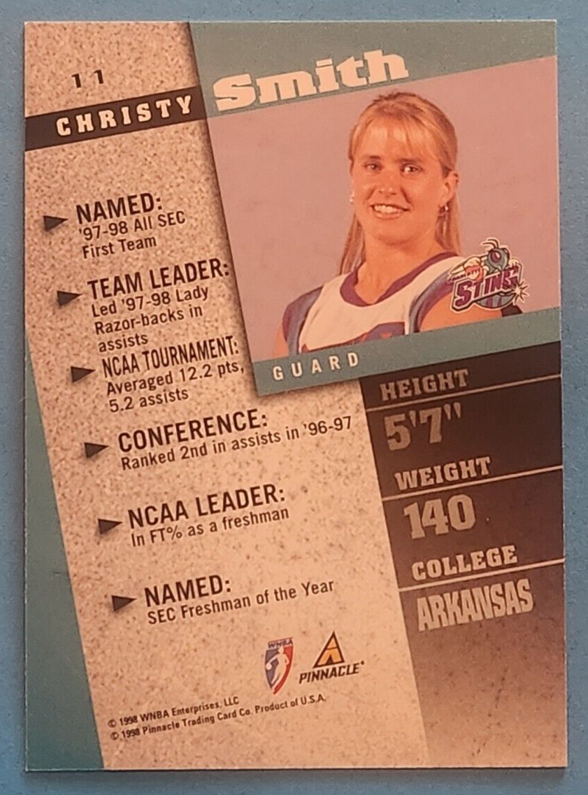 1998 Pinnacle WNBA - #11 Christy Smith (RC) for sale online | eBay