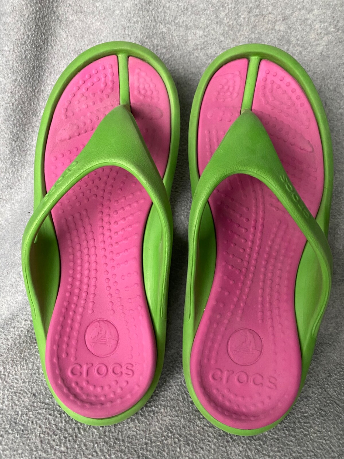 Crocs Women’s Athens Green & Pink Thong Flip Flop San… - Gem