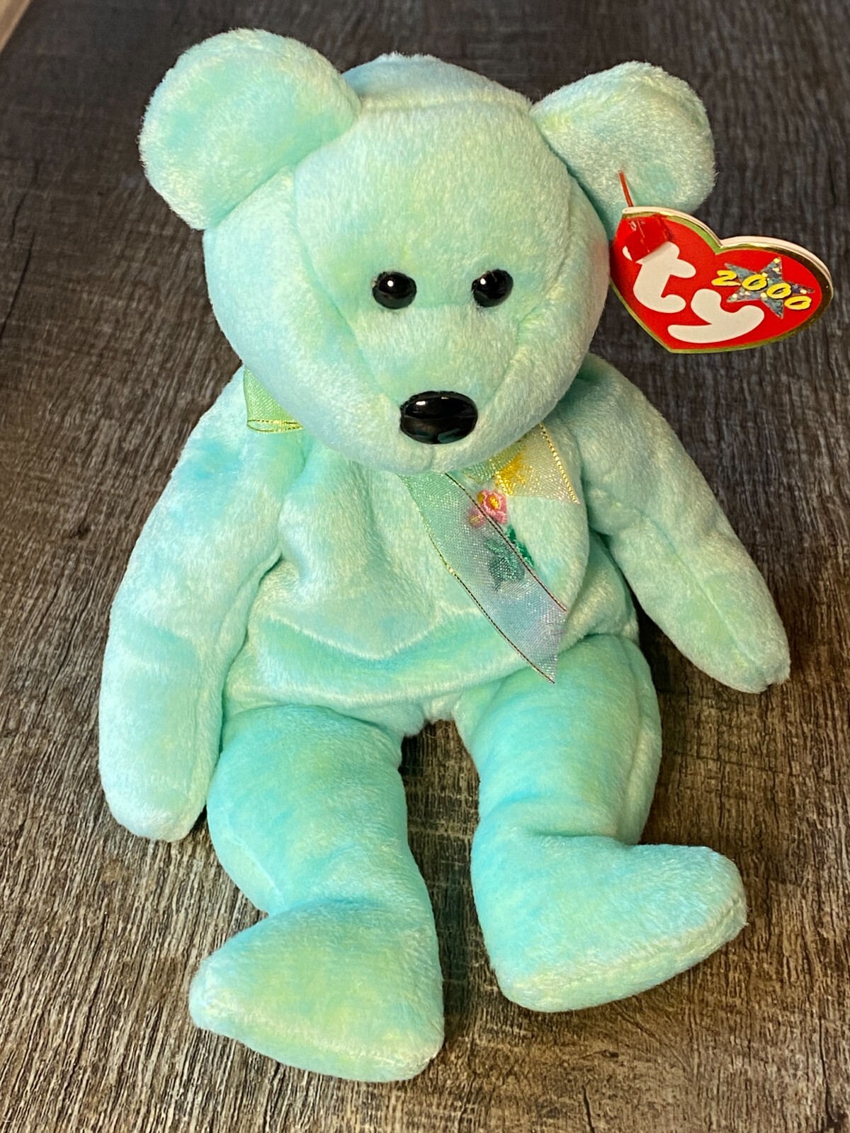 In Memory 1981-1988: TY BEANIE BABY ARIEL The Light Green TEDDY BEAR w ...