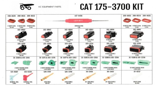 CAT 175-3700 308 pc. Deutsch Connector Kit. 14-20 gauge. CP-463 Crimper ...