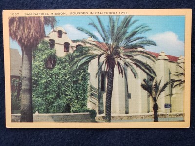 Mission San Gabriel Archangel California CA Postcard c1940 | eBay