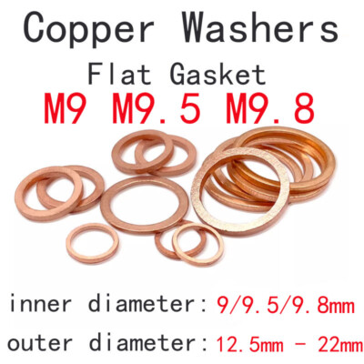 M9 M9.5 M9.8 Copper Flat Gasket Round Washers Sealing Washer 12.5mm ...