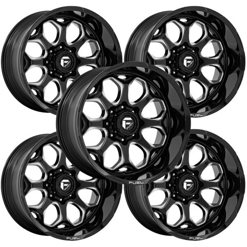 (Set of 5) Fuel FC862 Scepter 22x12 6x5.5" -44mm Black/Milled Wheels ...