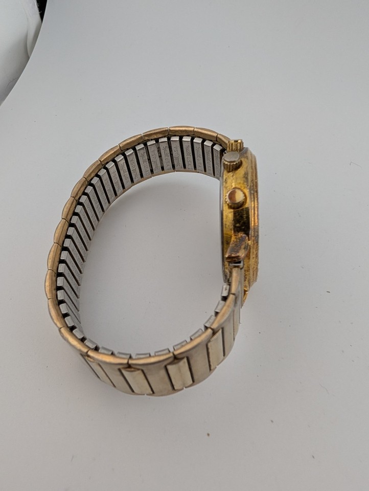 Vintage Limited Express Calendar Watch Men Moon Phase Gold Stretch Band ...
