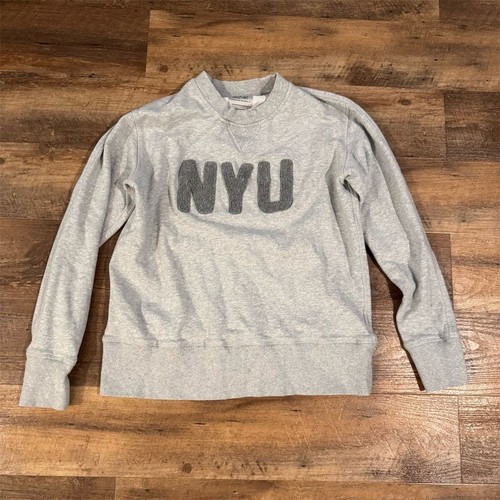 NYU Sweatshirt Hillflint M Gray Textured Pullover Sweater College 100% ...