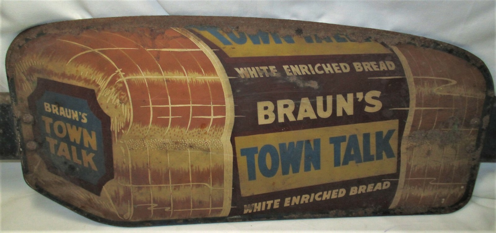 ANTIQUE BRAUN'S TOWN TALK BREAD COUNTRY BAKERY KITCHEN STORE DOOR PUSH ...