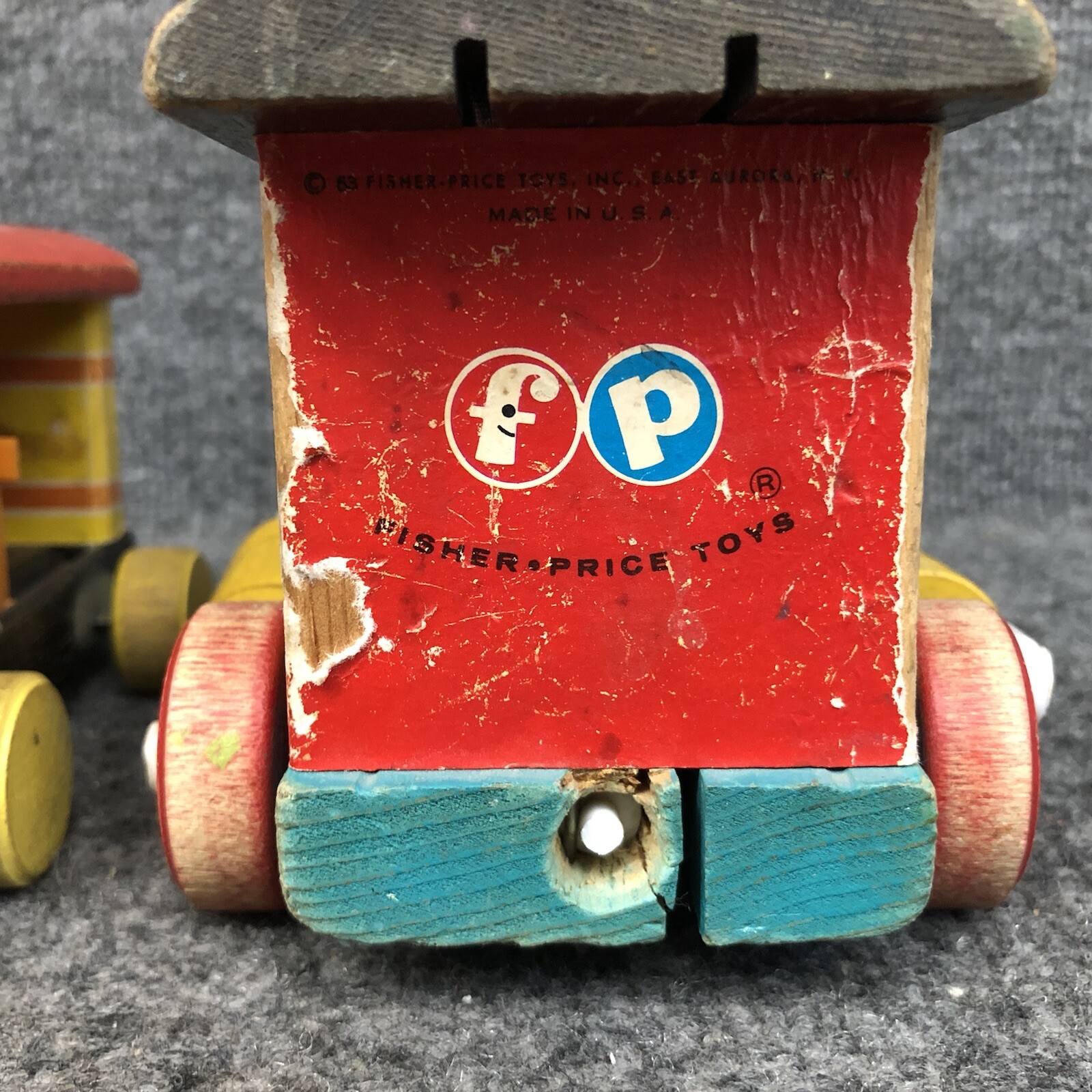 Fisher Price Vintage Huffy Puffy Wooden Train Set W/3 Cars #999 Pull ...