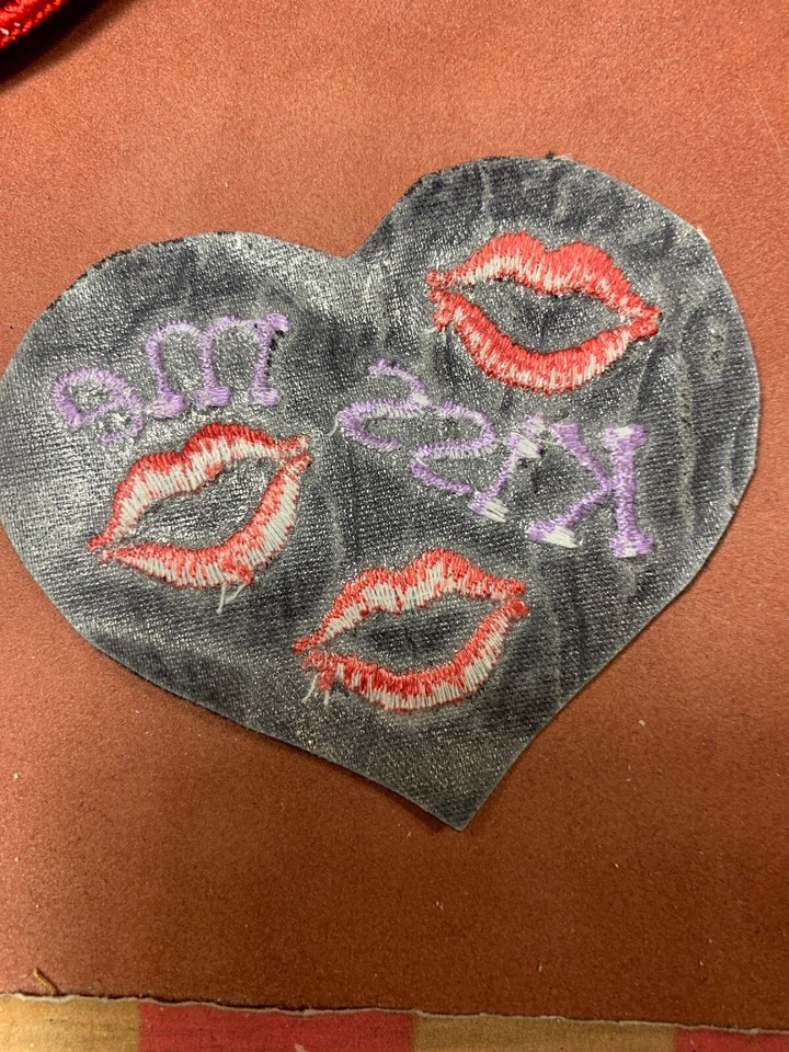 Old School Red Love Heart KISS ME Lip Flirty Patch 1980s / 1990s Era ...