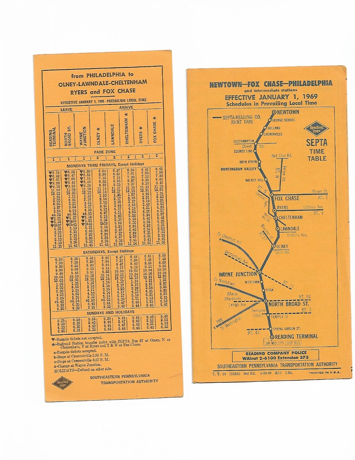 READING RAILROAD SCHEDULES TOTAL OF 9 ALL DATED JANUARY 1, 1969 | eBay