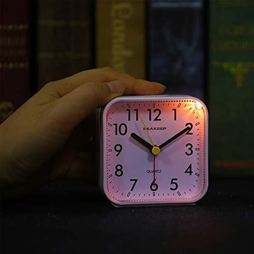 Peakeep Small Battery Operated Analog Travel Alarm Clock Silent No ...