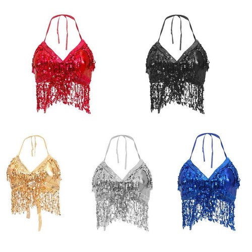 Indian Belly Dance Costume Outfits Bra Tops Sexy Sequin Halter Top ...
