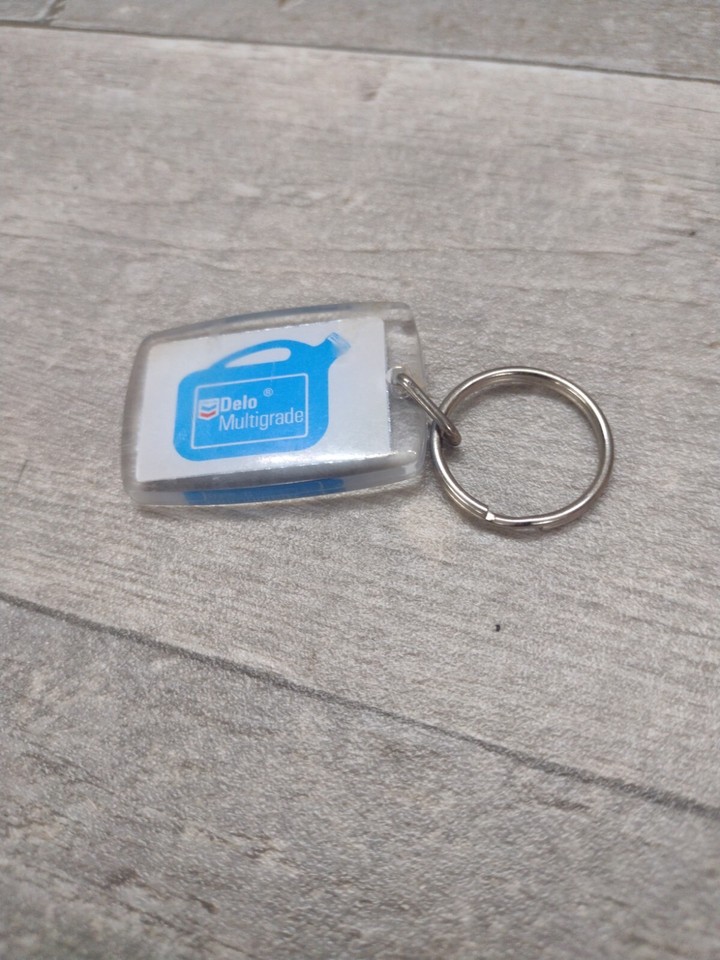 Vtg Chevron Delo Multigrade Acrylic Oil & Gas Advertising Keychain Key ...