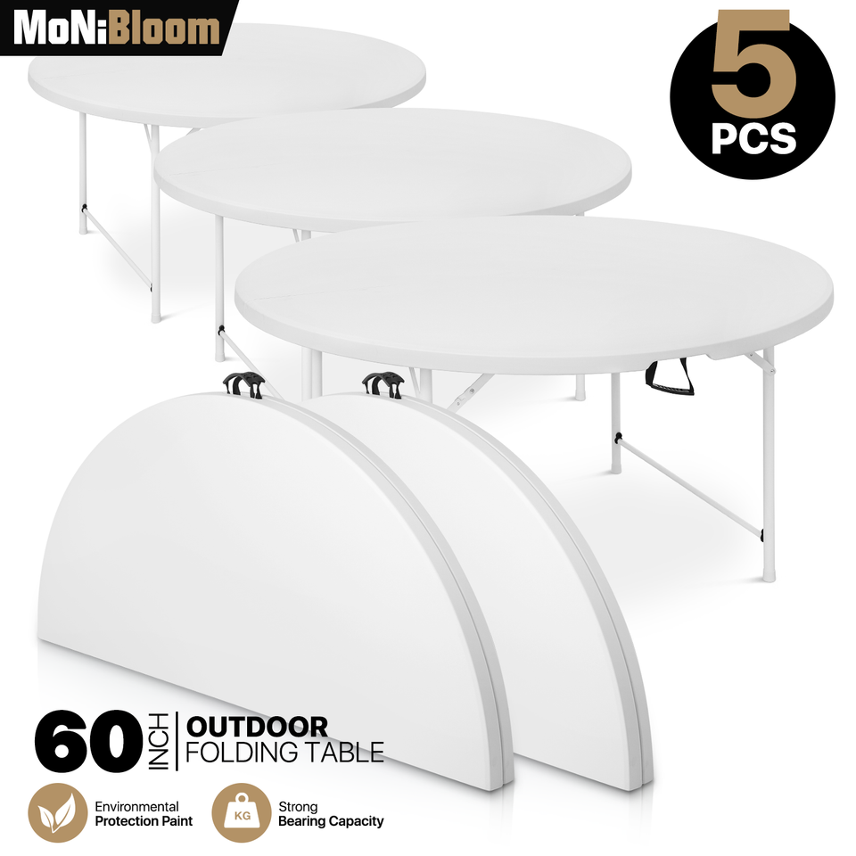 5 Pack[FOLDABLE ROUND DINING TABLE]Outdoor Barbeque Portable Camping ...
