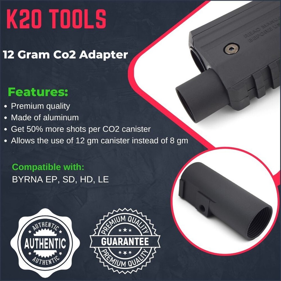 12 Gram Co2 Cartridge Boost Extender Adapter - Compatible with BYRNA HD ...