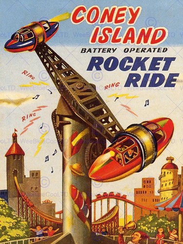 ADVERT TOY FAIRGROUND RIDE CONEY ISLAND ROCKET RIDE CHILDREN USA POSTER ...