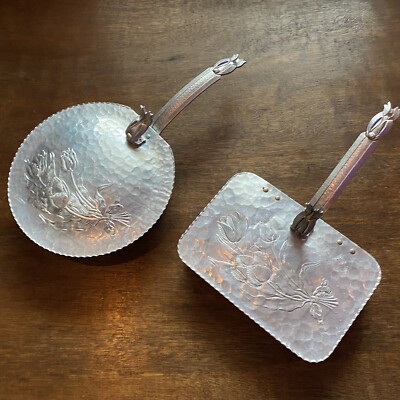 VINTAGE RODNEY KENT SILVER CO HAND WROUGHT HAMMERED ALUMINUM Dust ...