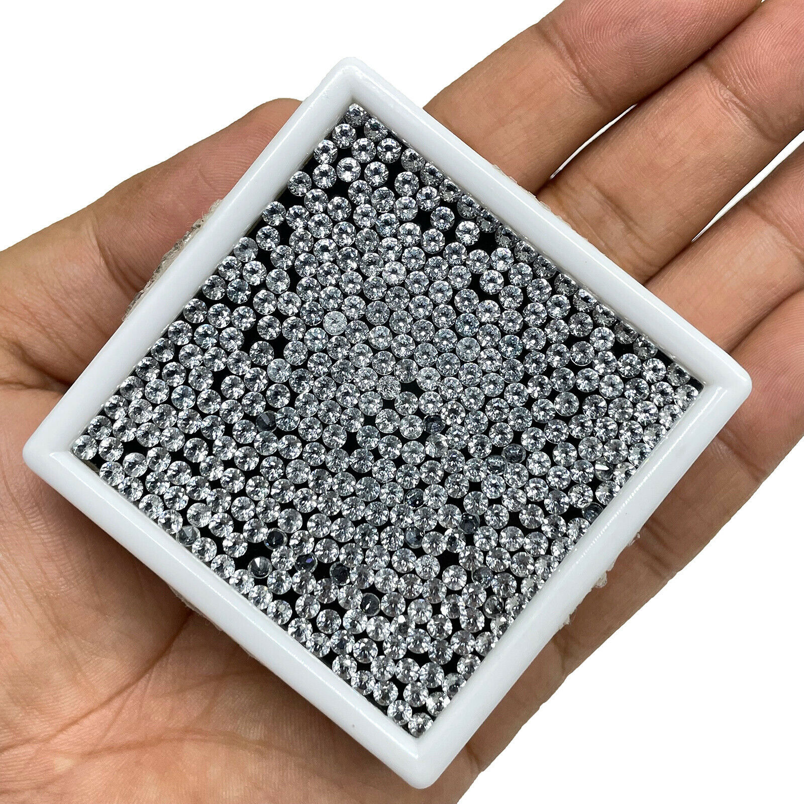 300 Pcs VVS Natural White Topaz 3mm Round Diamond Cut Loose Gemstones ...