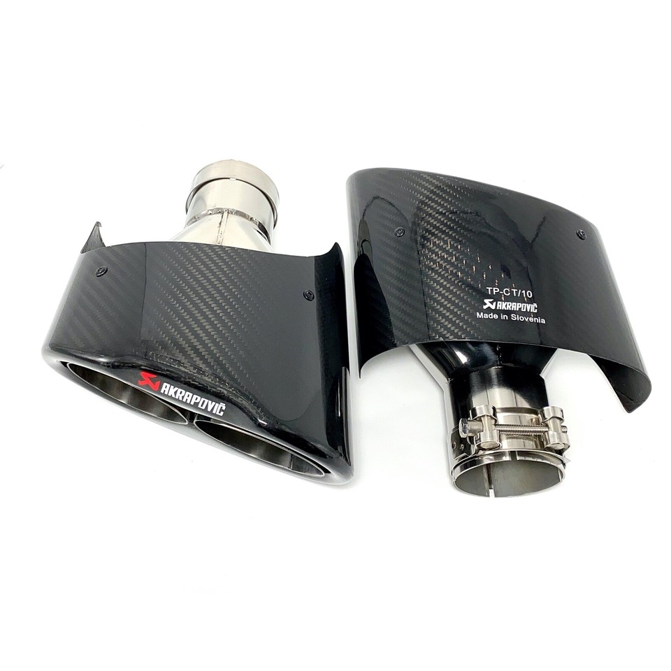 1 Pair Akrapovic Carbon Fiber Exhaust Tip For Audi RS3 RS4 RS5 RS6 RS7 ...