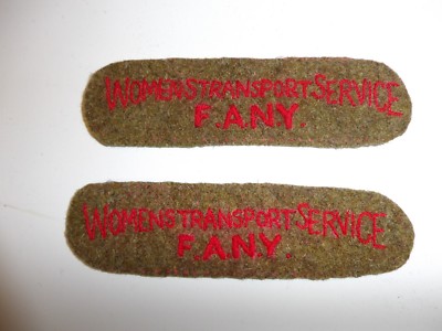 e1732 WW2 British Army Woman's Transport Service FANY shoulder tabs ...
