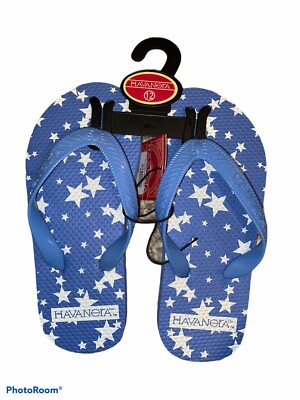 Havanera BLUE White Stars FLIP FLOPS Shoes Unisex Kids Thongs Size 12 ...