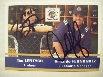 ORLANDO HERNANDEZ TIM LENTYCH YANKEES signed 2005 CHARLESTON baseball ...