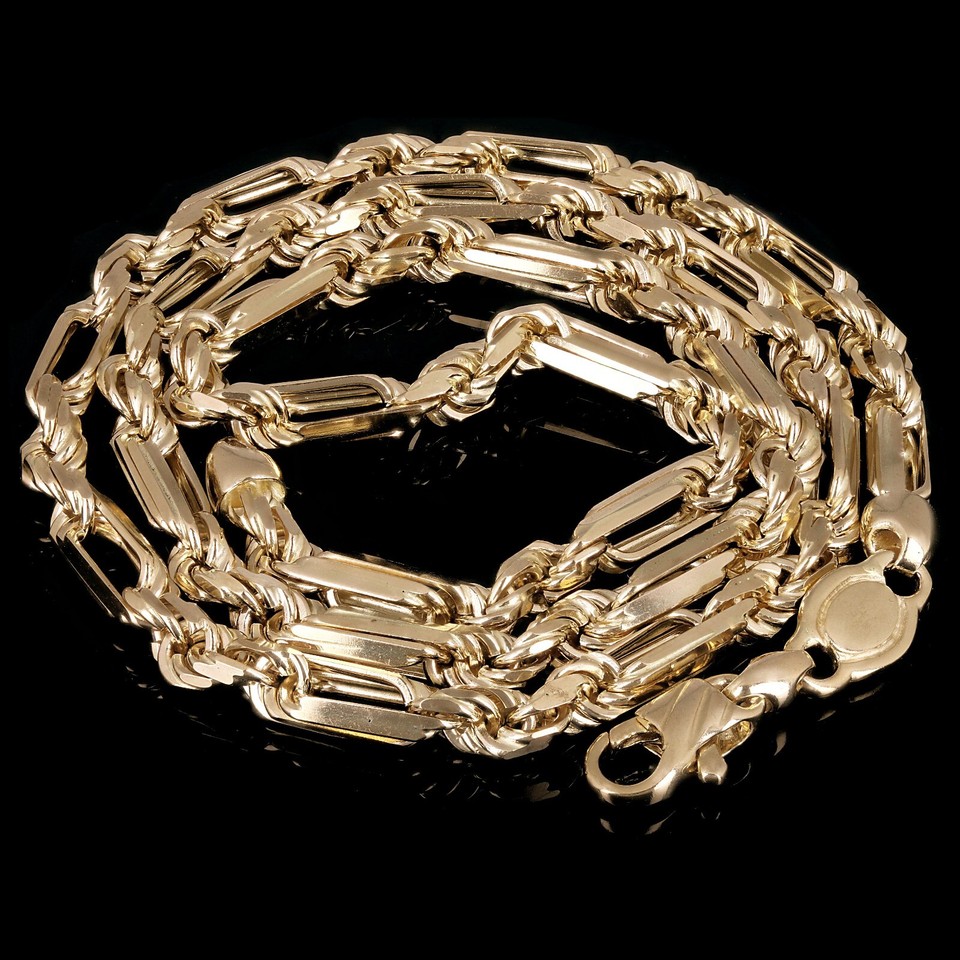 Italian 14k Yellow Gold Solid Milano Figaro Rope Chain Necklace 24" 5mm ...