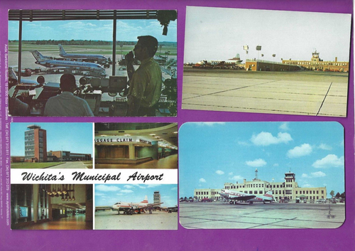 U.S. Airports 50s/60s Chrome era postcards lot of 4. - 50s/60s Wichita ...